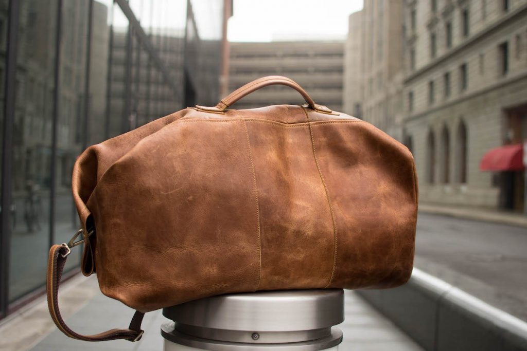 One-Of-A-Kind Leather Duffle Bag With Contemporary Suave Aesthetics